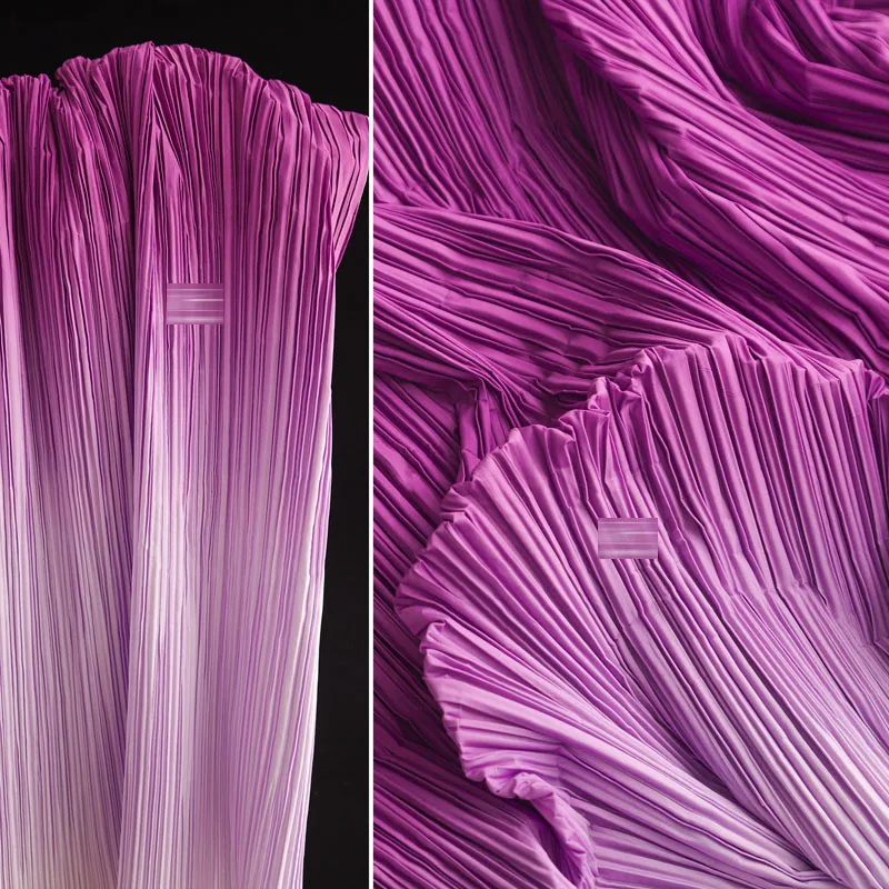 Green-Yellow-Purple-White-Gradient-Fabric-Handmade-Pleated-Fabric-For ...