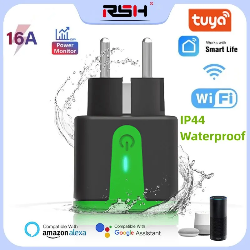 RSH Wifi Tuya Smart Outdoor Socket EU Plug 100-240V 16A IP44 Waterproof ...
