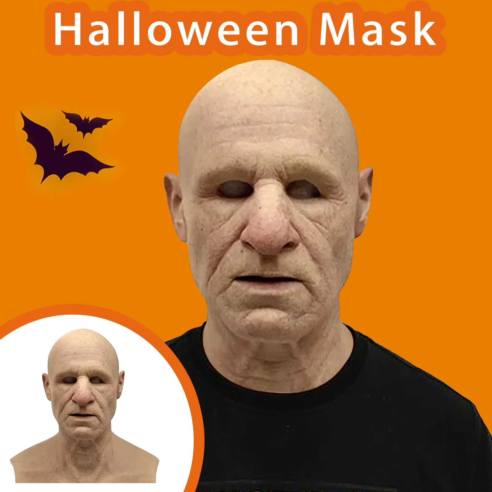 Old Woman Mask Halloween Creepy Wrinkle Face Mask Latex Cosplay Party