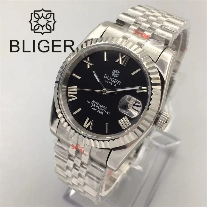 BLIGER-Watch-For-Men-36mm-39mm-NH35-Automatic-Steel-Strap-Fluted-Bezel ...