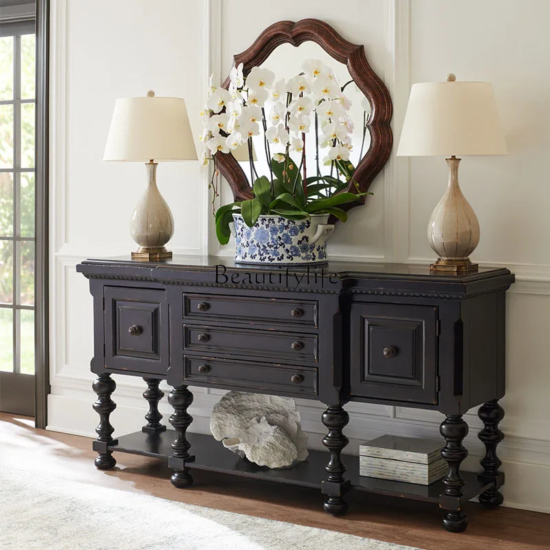 Armario-de-entrada-de-madera-maciza-mueble-sencillo-y-Retro-color-negro ...