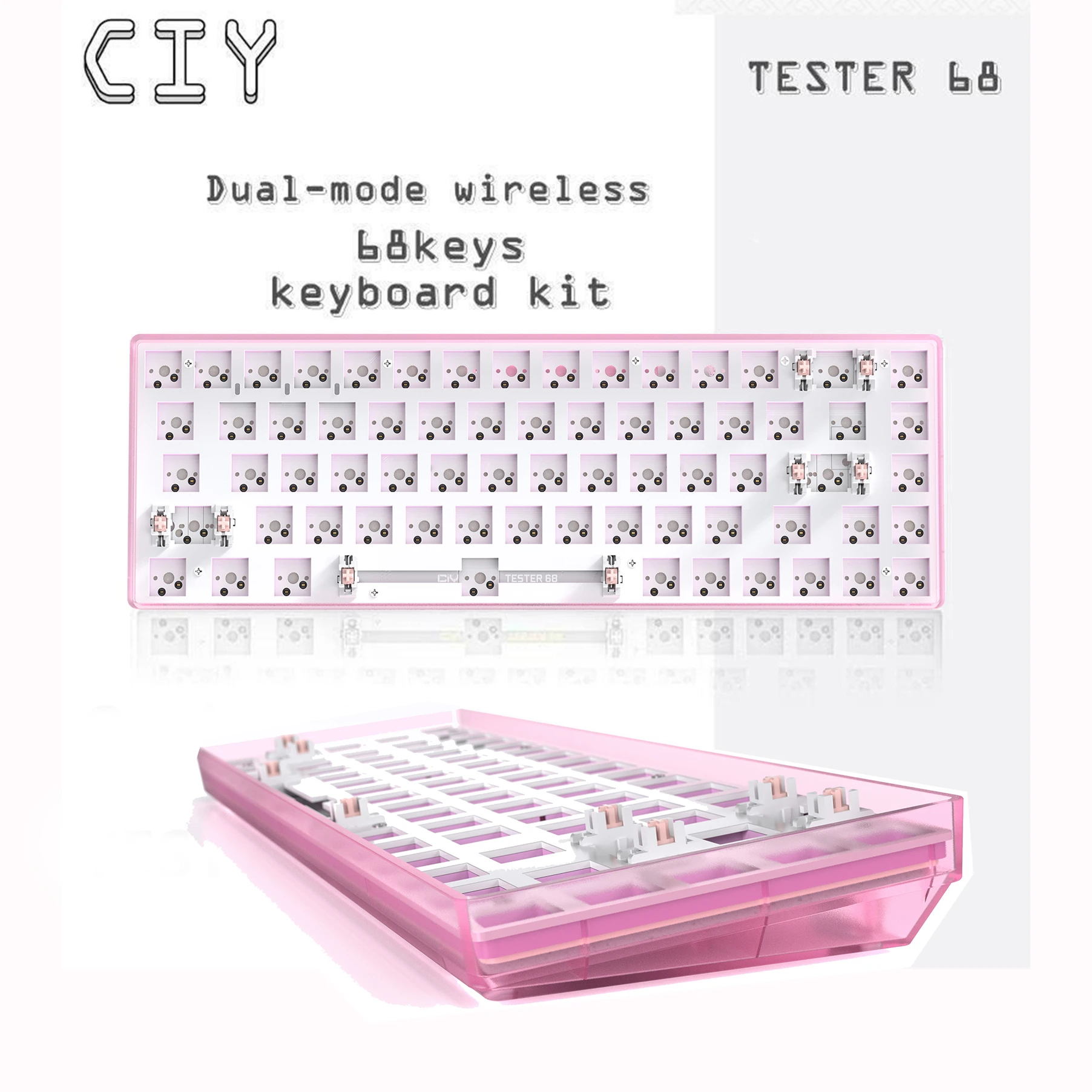 Tester 68keys Hotswap Diy Customized Keyboard Kit Two Mode Bluetooth 2 ...