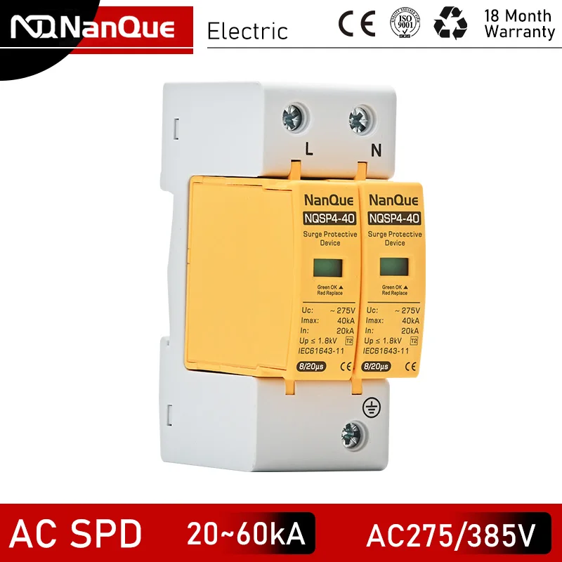 AC-SPD-Surge-Protector-275V-385V-10KA-20KA-30KA-40KA-50KA-60KA-2Poles ...