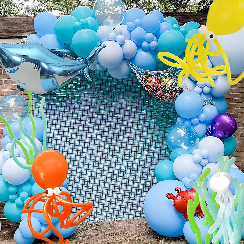 123pcs-Blue-Ocean-Animals-Theme-Latex-Balloons-Garland-Arch-Happy ...