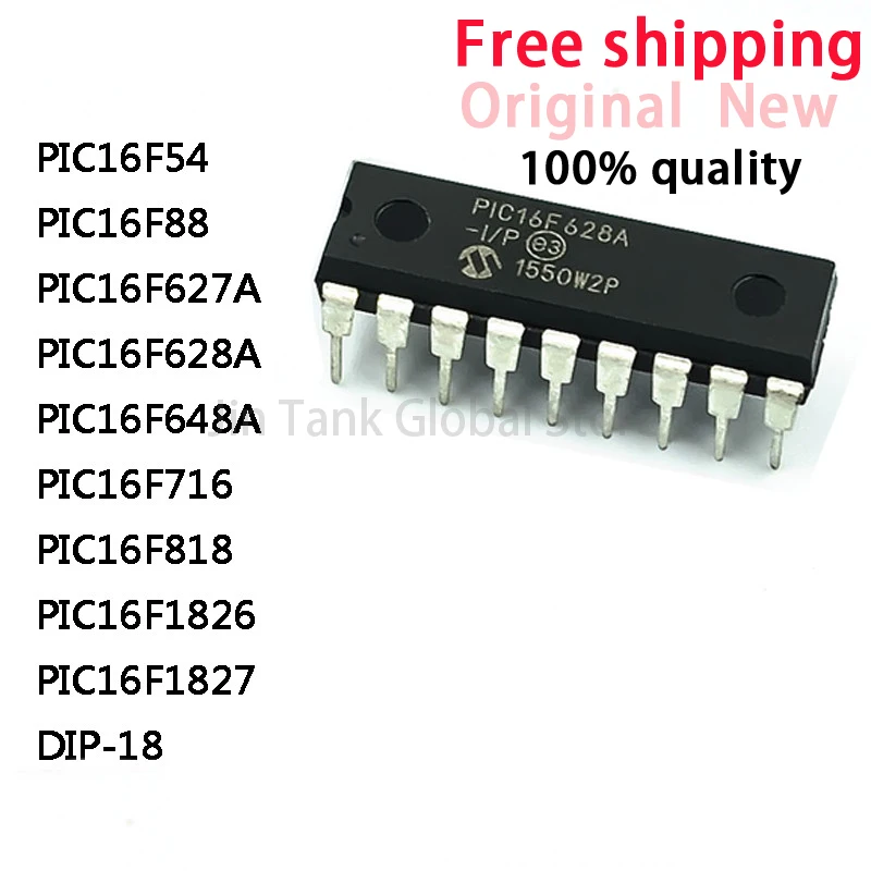 5Pcs PIC16F54 PIC16F88 PIC16F627A PIC16F628A PIC16F648A PIC16F716 PIC16F818 PIC16F1826 ...
