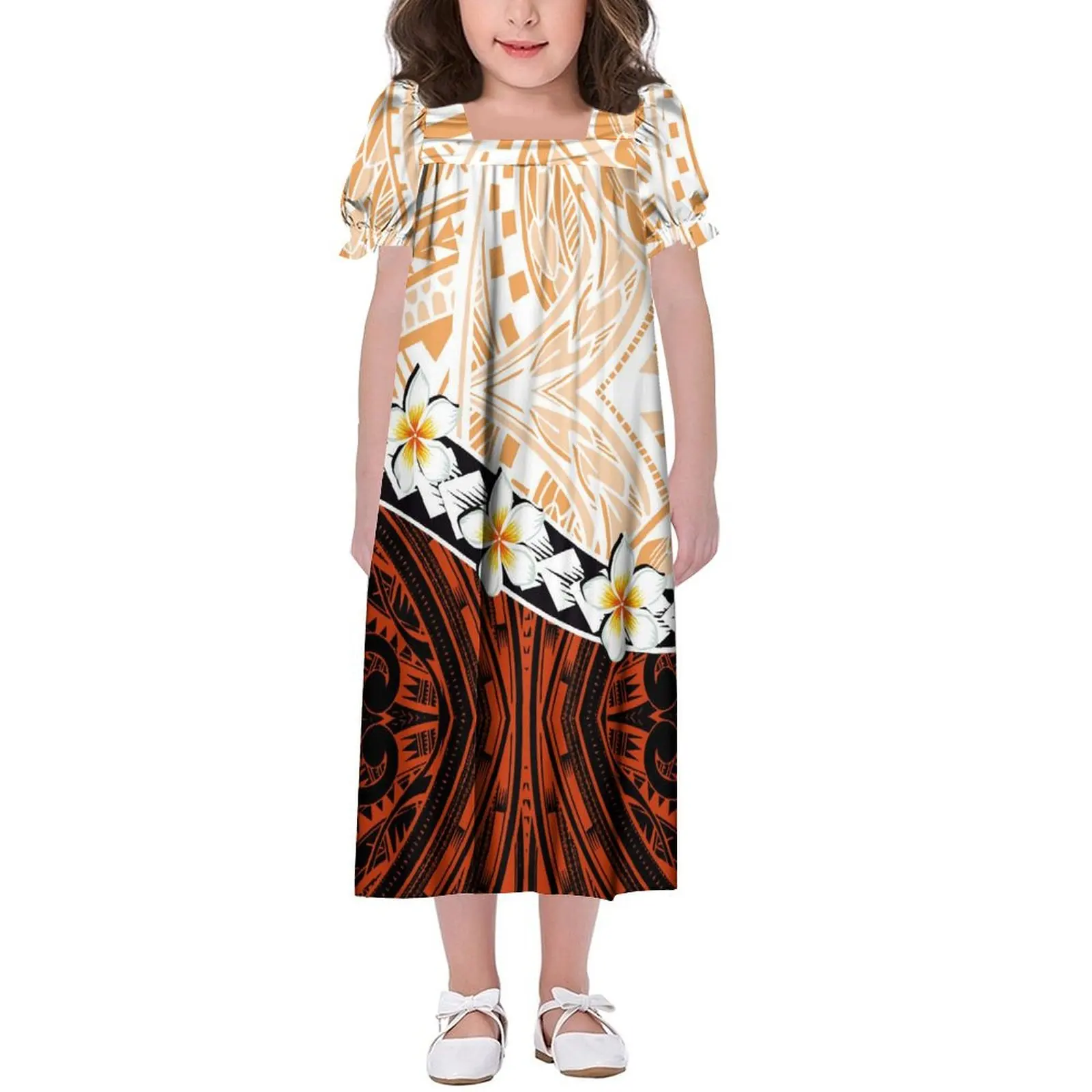 Polynesian-Girls-Dress-Summer-Short-Sleeve-High-Quality-Fabric-Soft ...