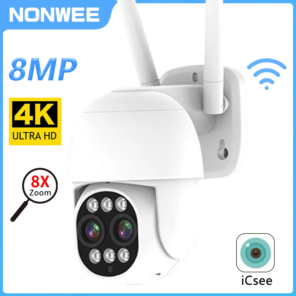 4K 8MP PTZ IP Camera Dual Lens WIFI Security Video Surveillance Cameras ...