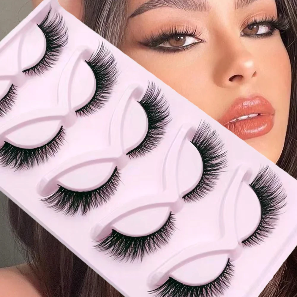 5 Pairs Fox Eye Lashes Winged End Eye Elongated Eyelashes Clear Band ...