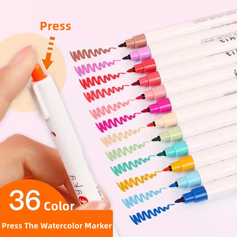 36-Color-Push-Type-Markers-Pens-Watercolor-Soft-Head-Brush-Pen-Manga ...