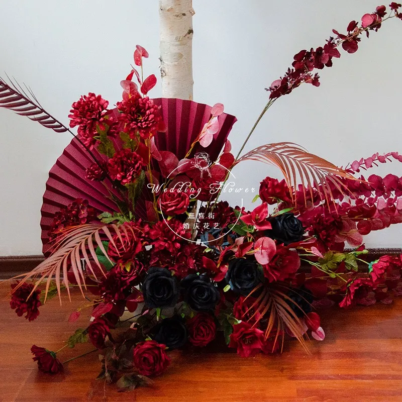 Red And Black Flower Centerpieces
