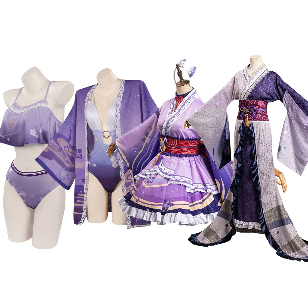 Genshin Impact Raiden Shogun Beelzebul Swimsuit Cosplay Costume Women ...