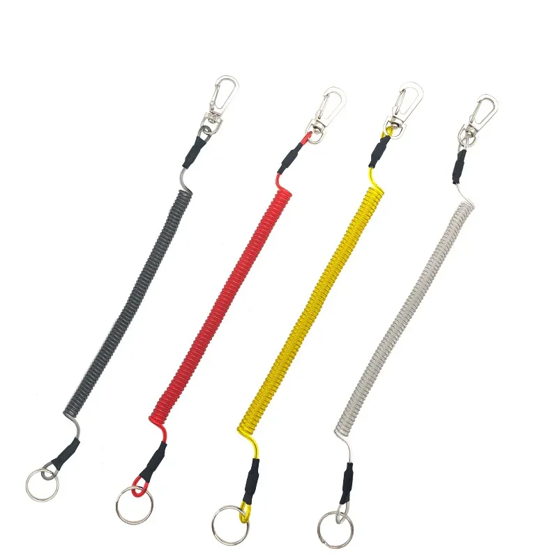 Fishing-Coiled-Retractable-Lanyard-Stainless-Steel-Fishing-Safety-Rope ...