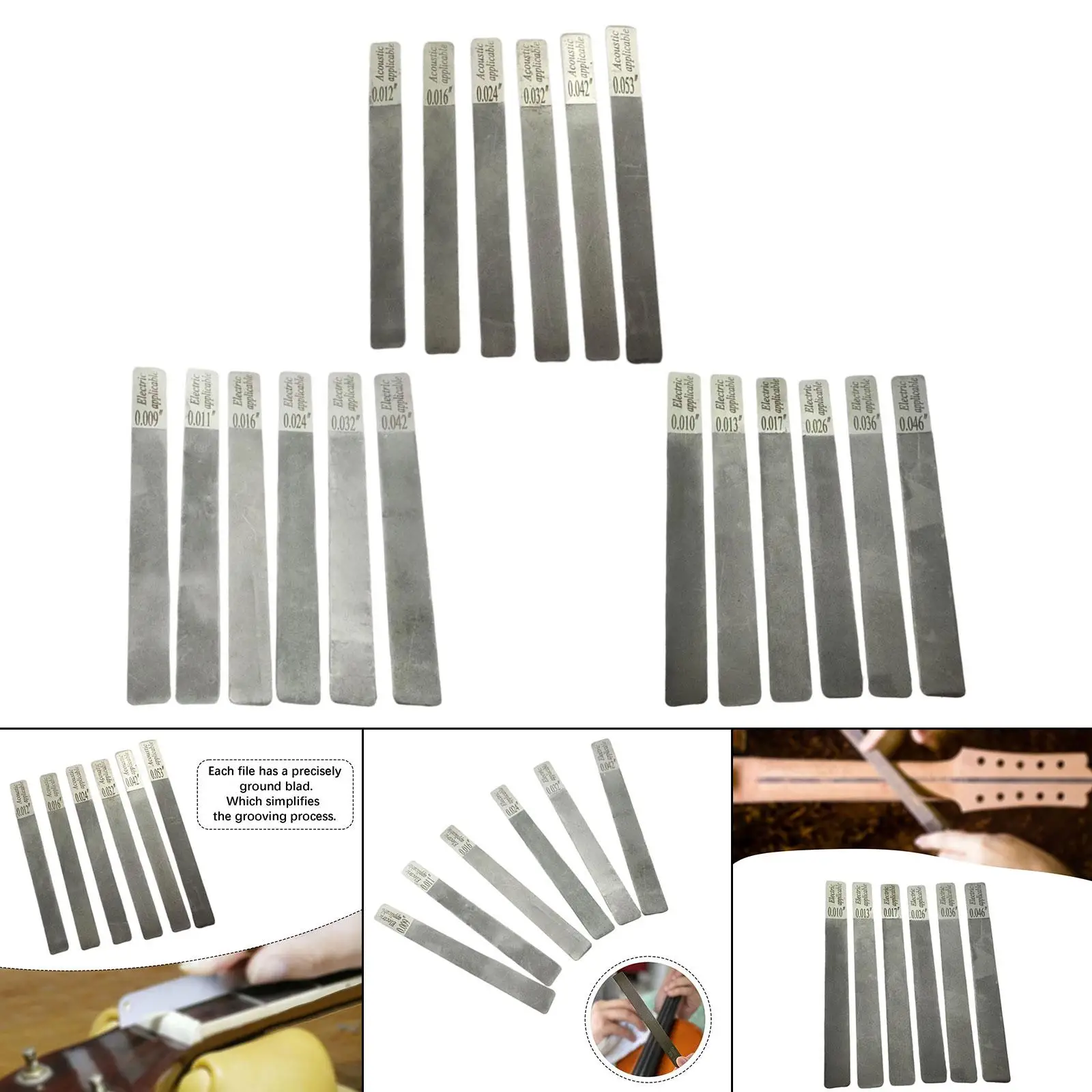 Professional Stainless Steel Guitar Nut Slotting File Set for Acoustic ...