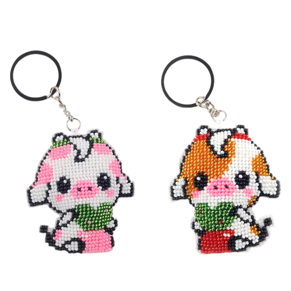 2/5Pcs Cartoon Animal Printed Bead Embroidery Keyrings Kit Beadwork ...