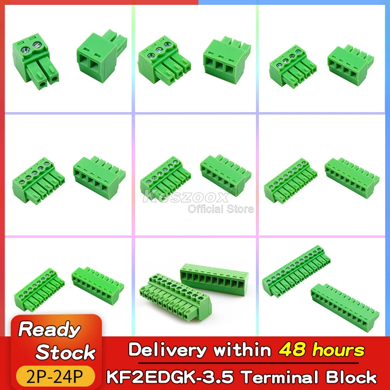 Keszoox-conector Phoenix 2edgk 3,5mm, bloque PCB, enchufe de tornillo ...