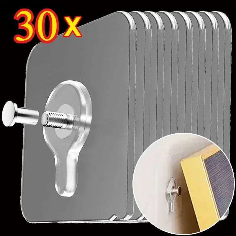 30-10PCS-Self-adhesive-Wall-Hooks-For-Photo-Frame-Clock-Strong-Adhesive ...