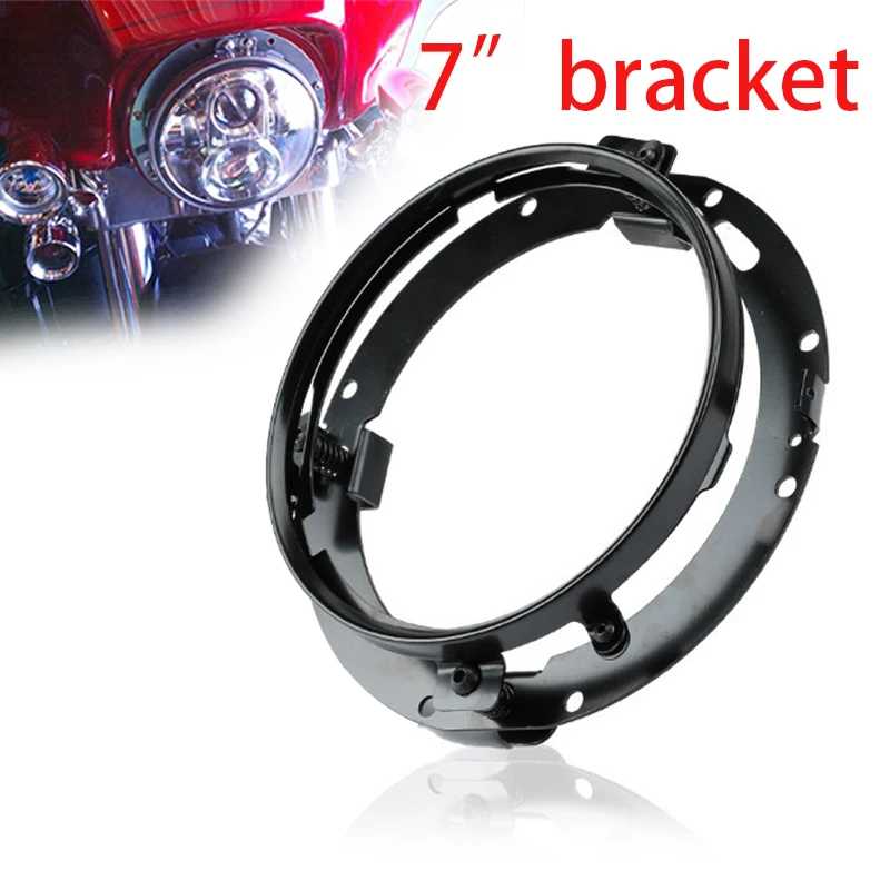 7-Inch-Black-Chrome-Round-LED-Headlight-Adapter-Mounting-Ring-Bracket ...