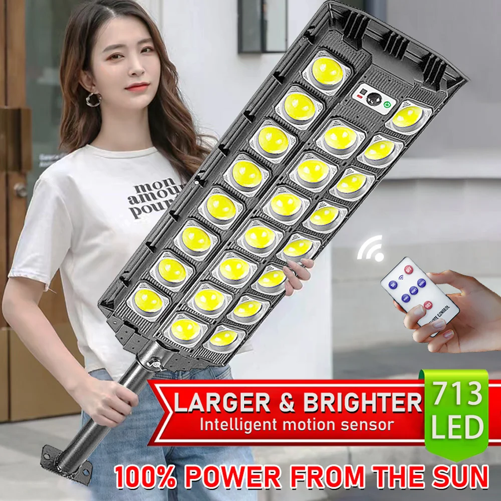 Neue 713 LED-Lampe Solar Straßen laterne mit Metall halterung Solar betriebene Bewegungs sensor ...