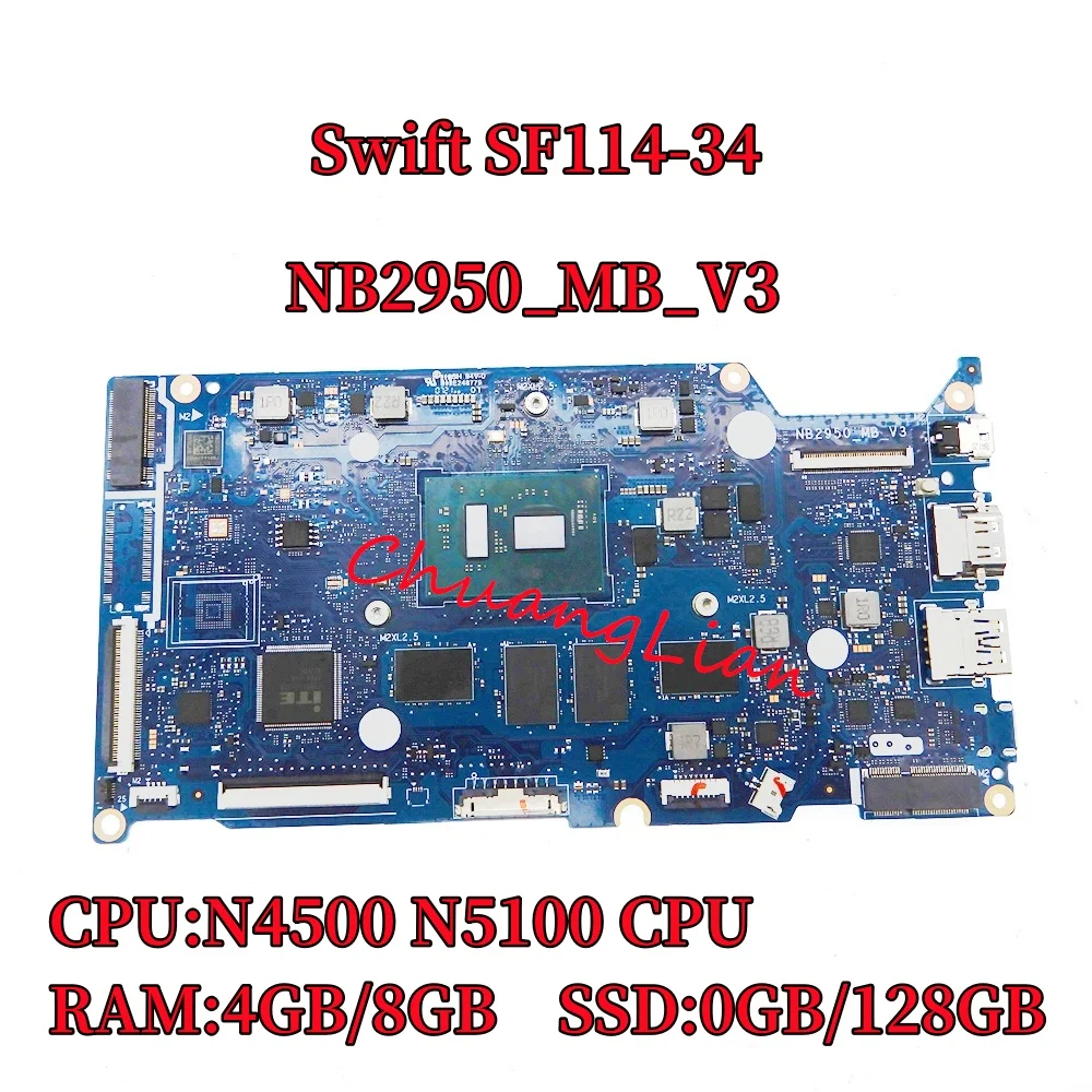 Nb2950-mb-v3-mainboard-f-r-acer-swift-SF114-34-laptop-motherboard-mit ...
