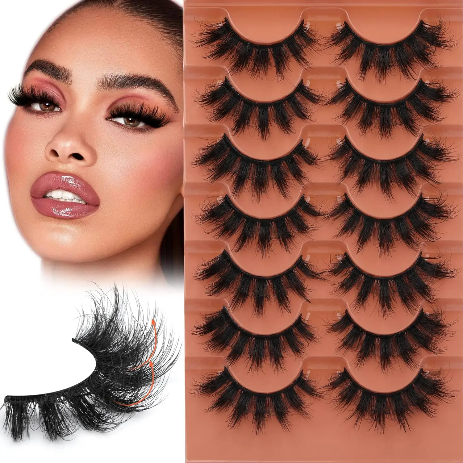 7pairs-Fluffy-Lashes-8D-False-Eyelashes-20mm-Faux-Mink-Lashes-Natural ...
