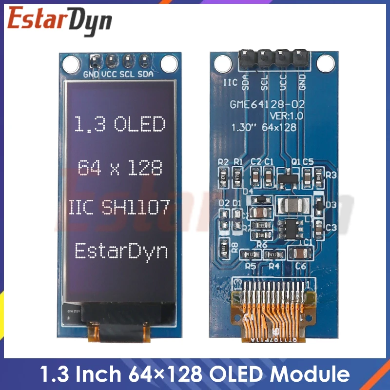 1.3 Inch OLED Display 64×128 LCD Module SH1107 LCD 1.3" OLED Vertical ...