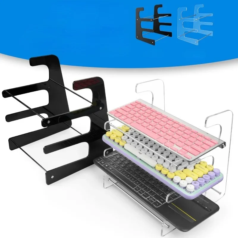 3-Tiers-Display-Keyboard-Holder-Transparent-Acrylic-Keyboard-Stand ...