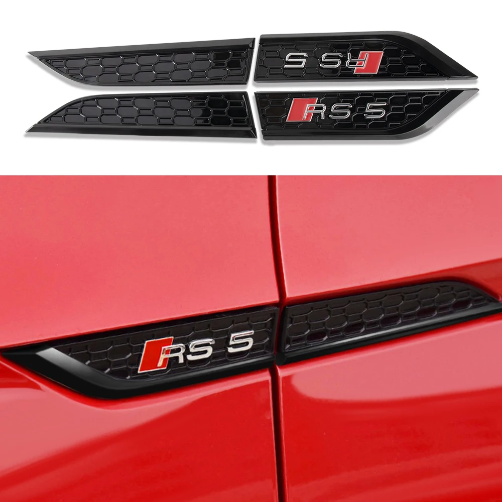 1-pair-ABS-RS5-emblem-Side-Sticker-Bumper-Trims-Fender-Badge-Decal-For ...