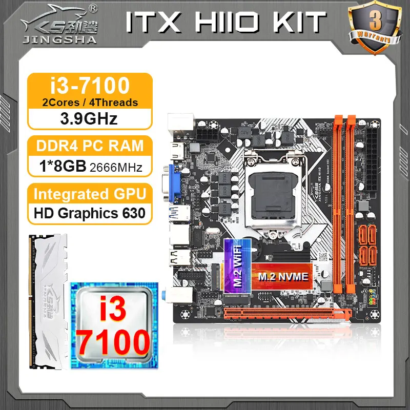JINGSHA-H110-mini-itx-motherboard-PC-assembly-Kit-with-i3-7100-CPU-8GB ...