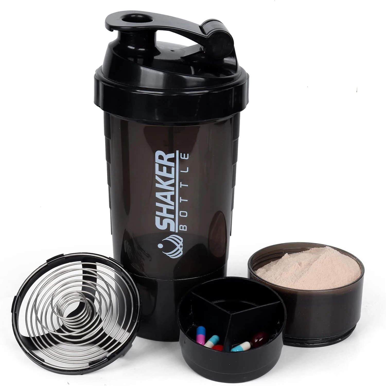 16OZ-Protein-Shaker-Bottles-Portable-Sports-Gym-Fitness-Water-Cup-Mixes ...