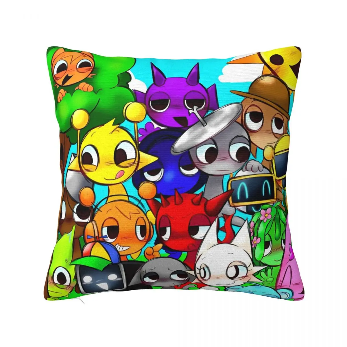 Decorative Pillow Cover Sprunki Incredibox Merch Cartoon Game Home ...