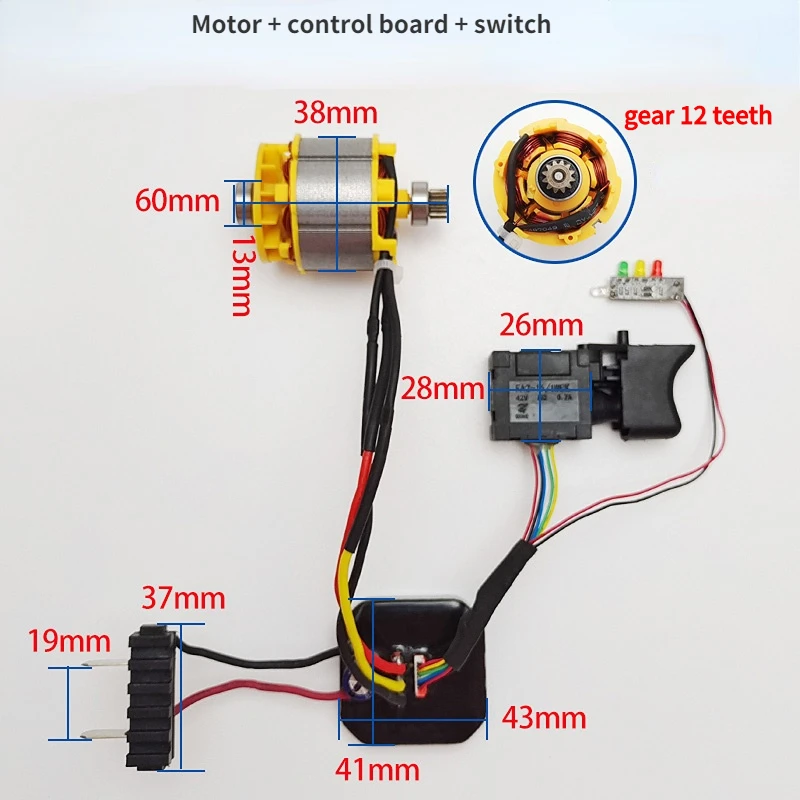 Brushless-rechargeable-drill-motor-control-board-switch-rotor-stator ...