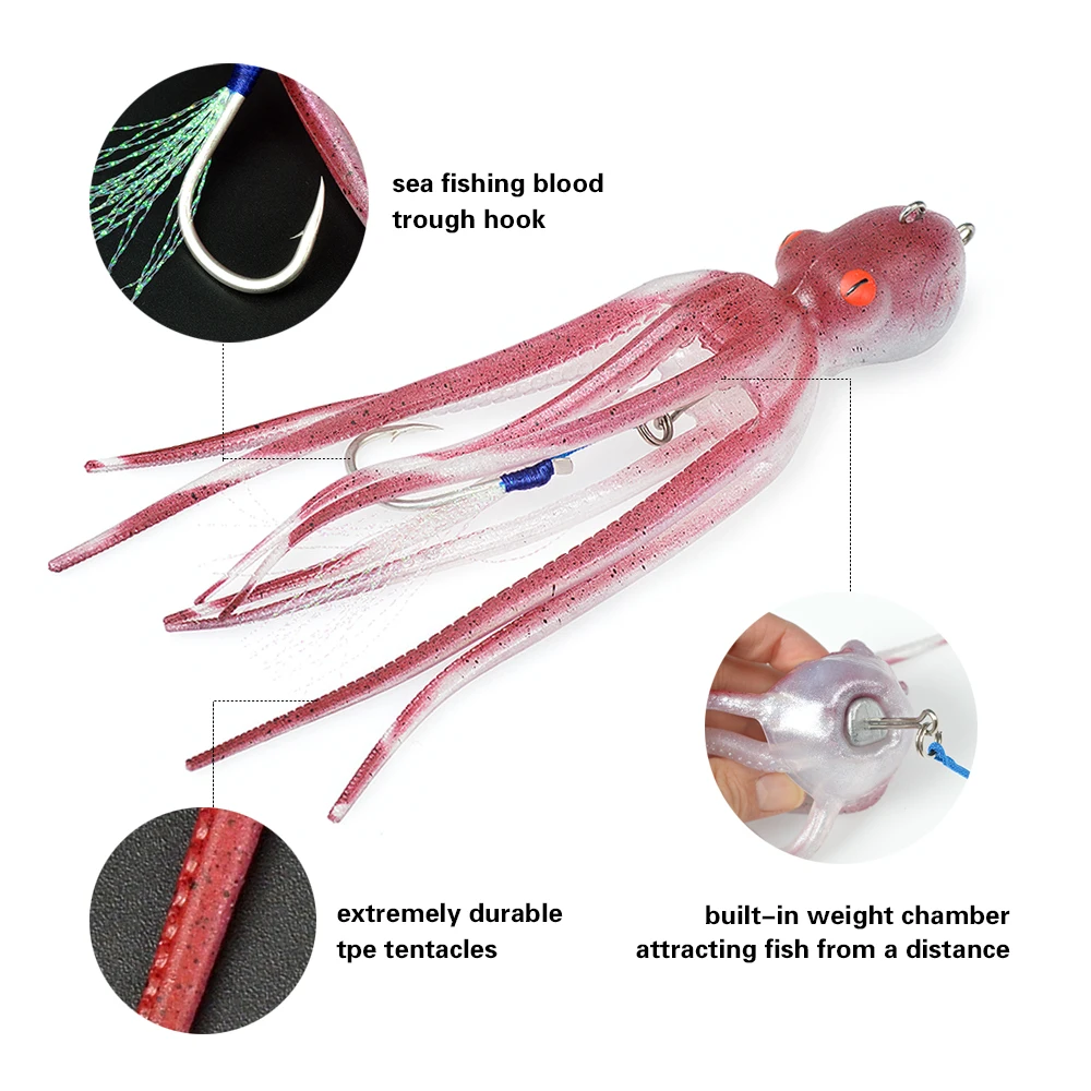 Octopus Squid Soft Jig - UV Luminous - Easy Fishing Tackle