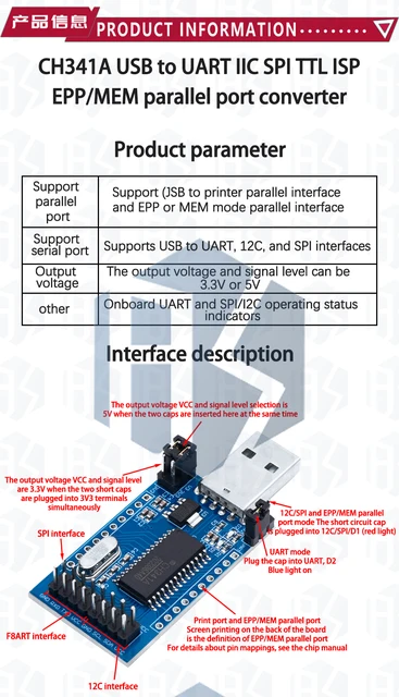 Adattatore USB UART Adattatore USB CH341A - Per UART, IIC, SPI, TTL ...