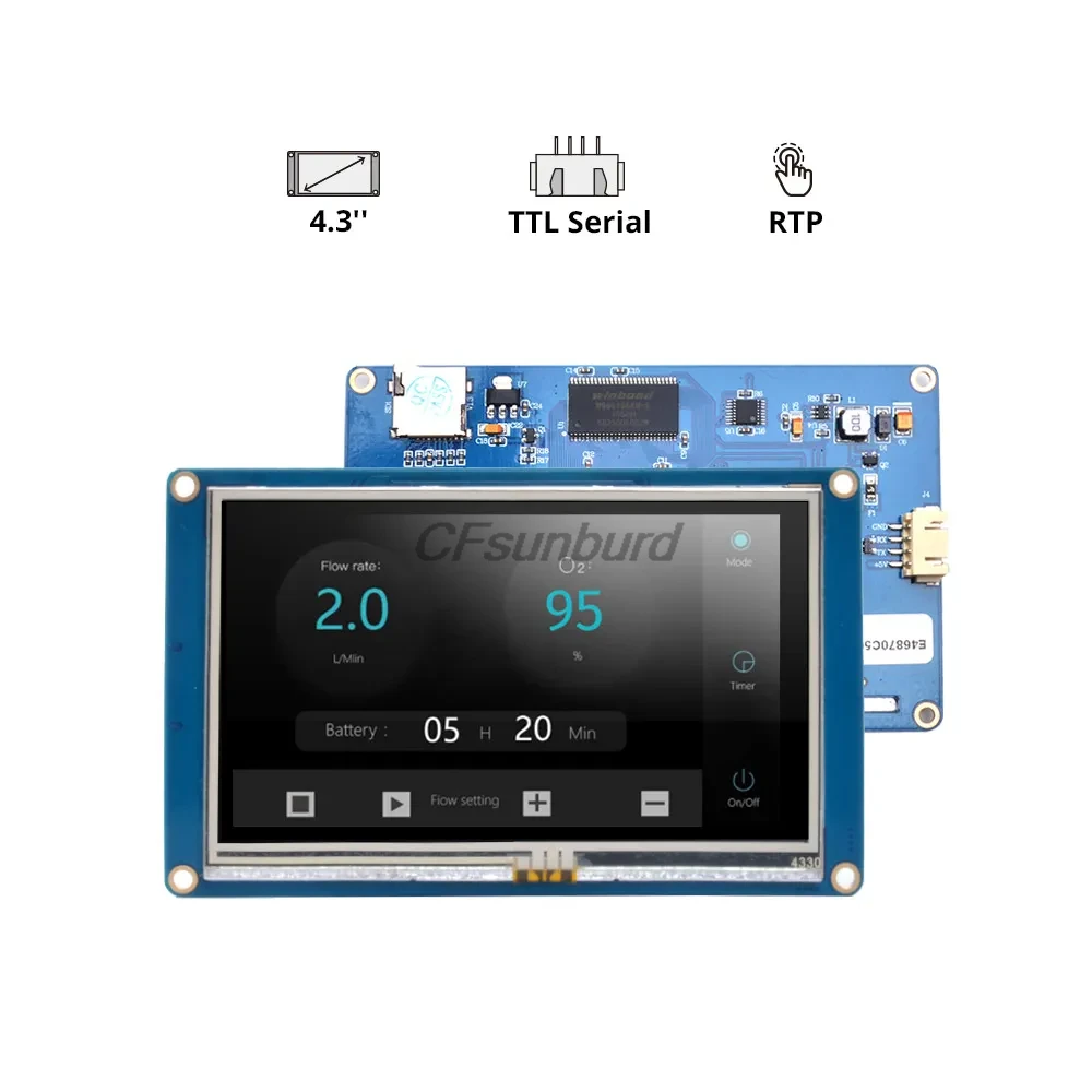Cfsunbird Nextion 4.3'' Hmi Tft Touch Panel Lcd Display Module Raspberry Pi Esp8266 Nx4827t043 ...