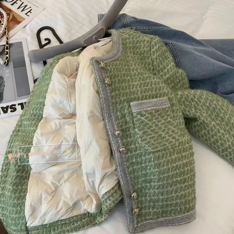 Thickened-Tweed-Style-Down-Woolen-Short-Jacket-2024-Autumn-winter-New ...