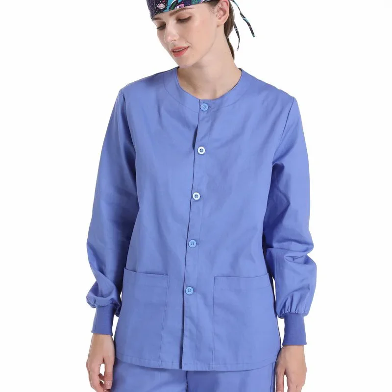 Women's Scrub Jacket Long Sleeves for Surgical Doctors Nurse Healthcare ...