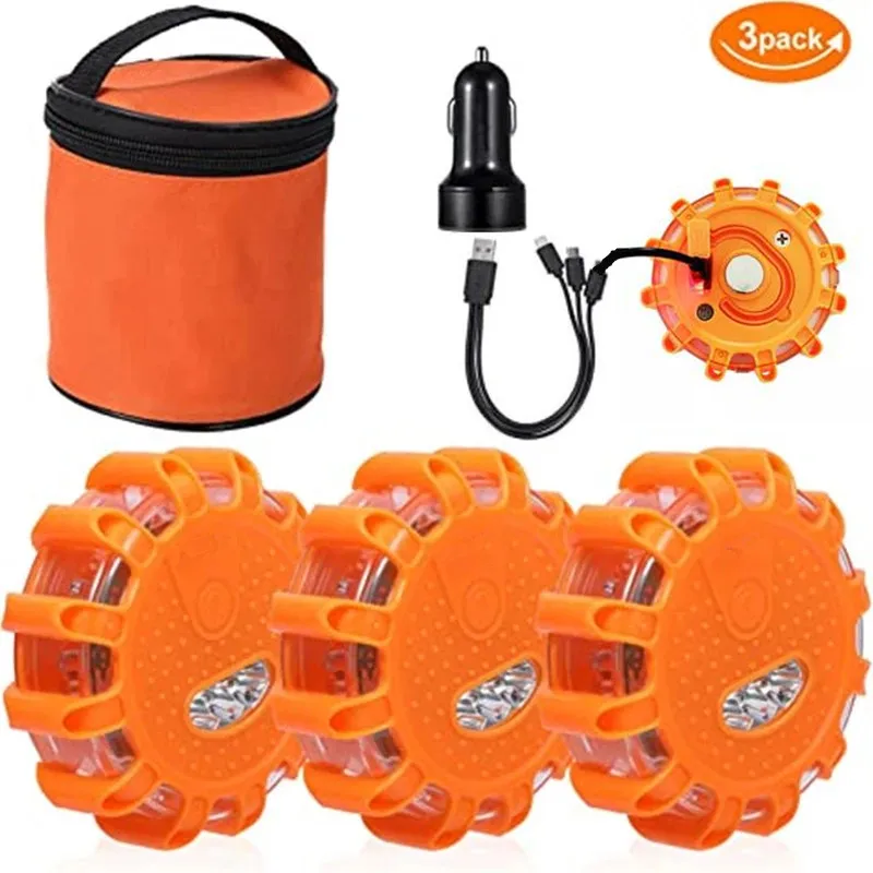 3-Pack-flasher-police-Rechargeable-LED-Road-Flares-Emergency-Lights ...