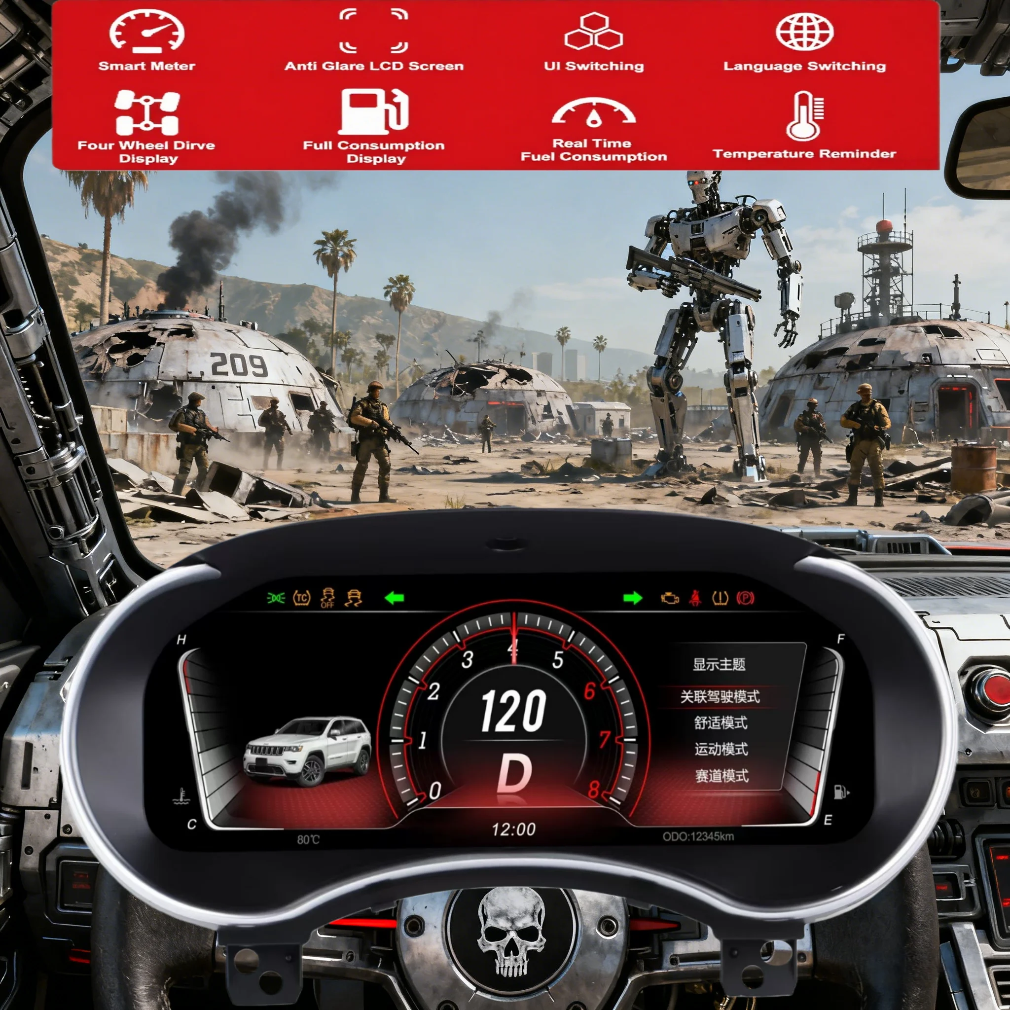 12.3" LCD Carplay Auto Speed Panel For Dodge Durango 2011 2012-2020 ...