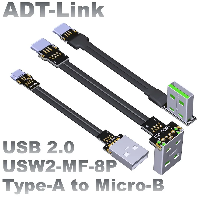 ADT-Link-Foldable-Elbow-USB2-0-Type-A-To-Micro-B-Extension-Ribbon-Cable ...