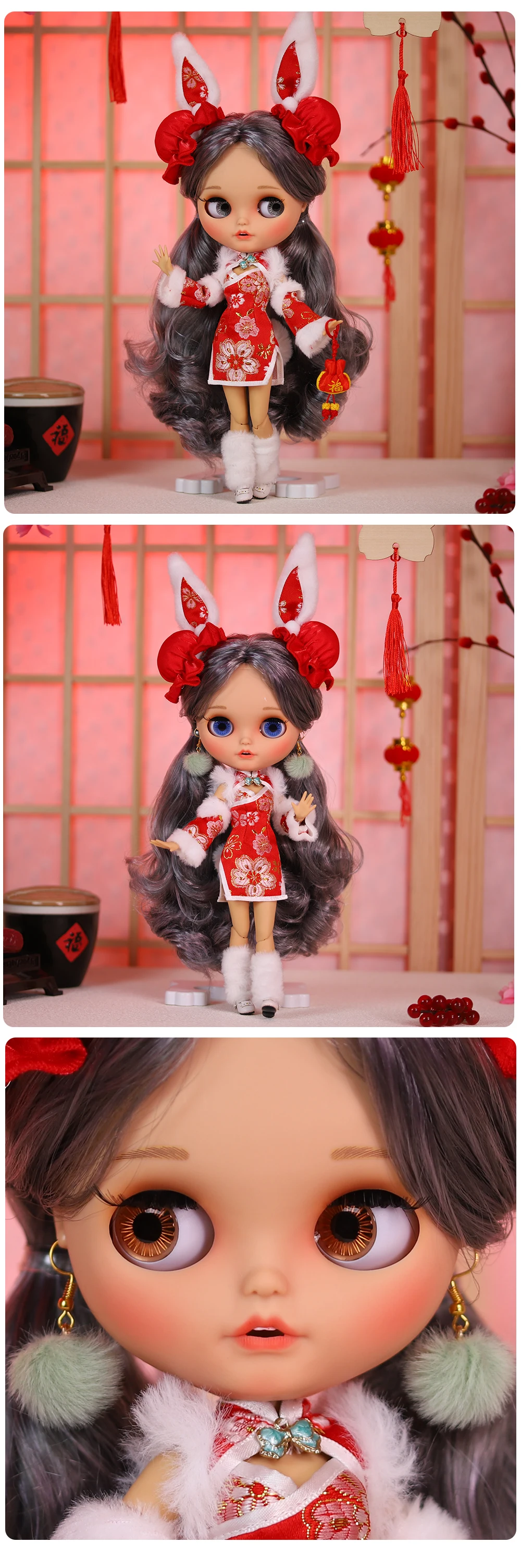 Jessica – Premium Custom Neo Blythe Doll with Silver Hair, Tan Skin ...