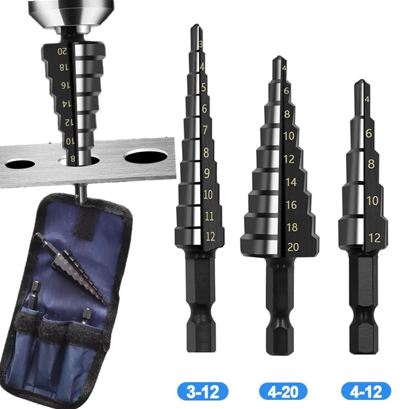 Straight Groove Step Drill Bit | Titanium Step Drill Bit Set | Titanium ...