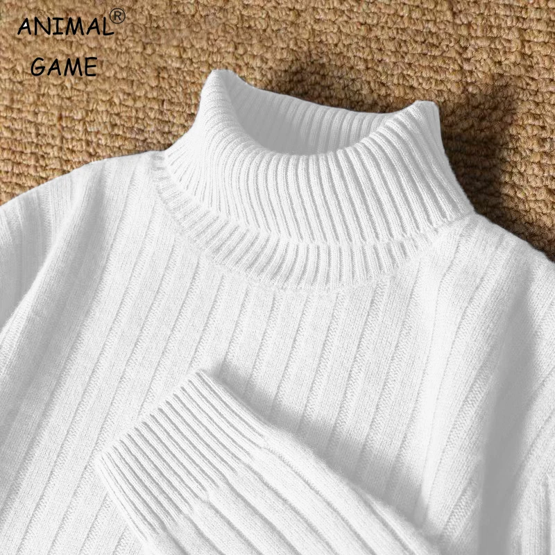 Animal Game Men's Long Turtleneck Stripes Sweater Casual Knitwear ...