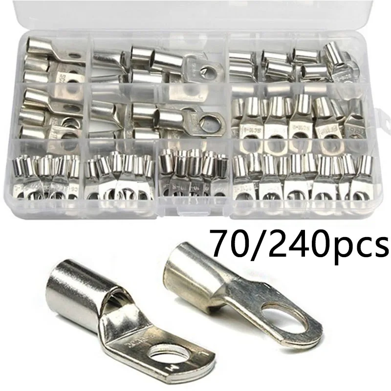 70-240PCS-Ring-Terminal-Cable-Shoes-Lugs-35mm2-Tinned-Copper-Lug-Wire ...