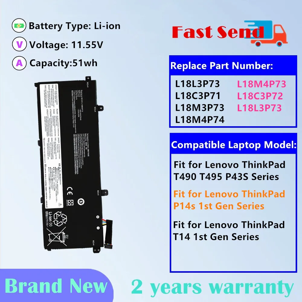 L18C3P72 batería del ordenador portátil para Lenovo ThinkPad T490 T495 ...
