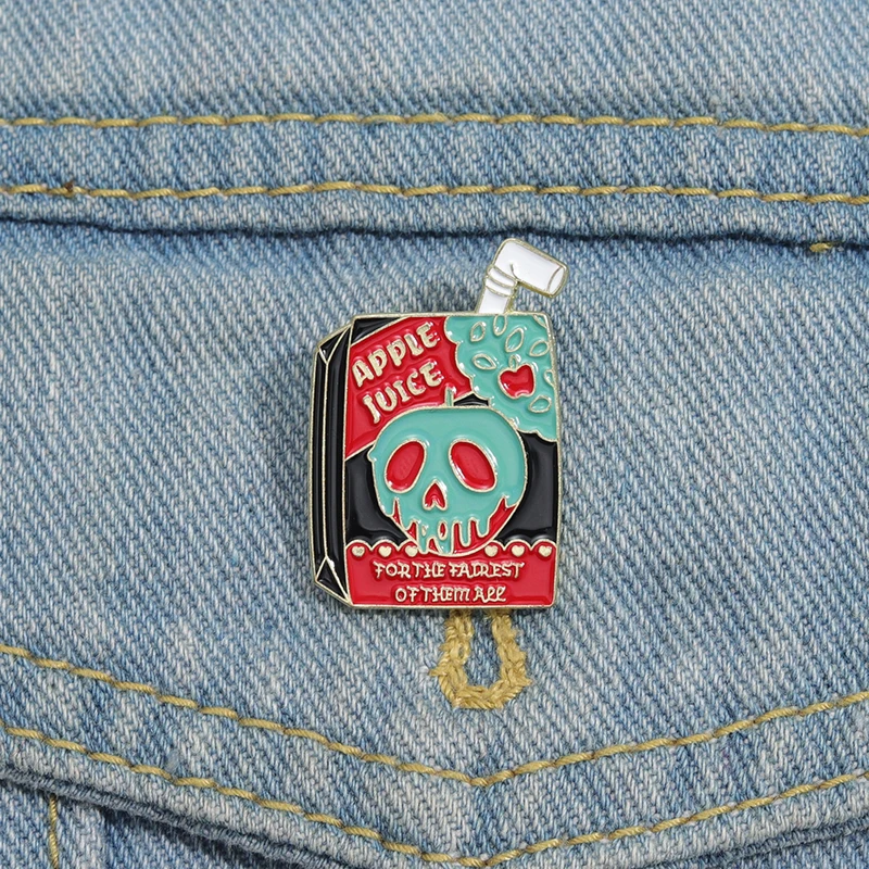 Poison-Apple-Juice-Enamel-Pins-Custom-Horror-Novelty-Brooches-Lapel ...