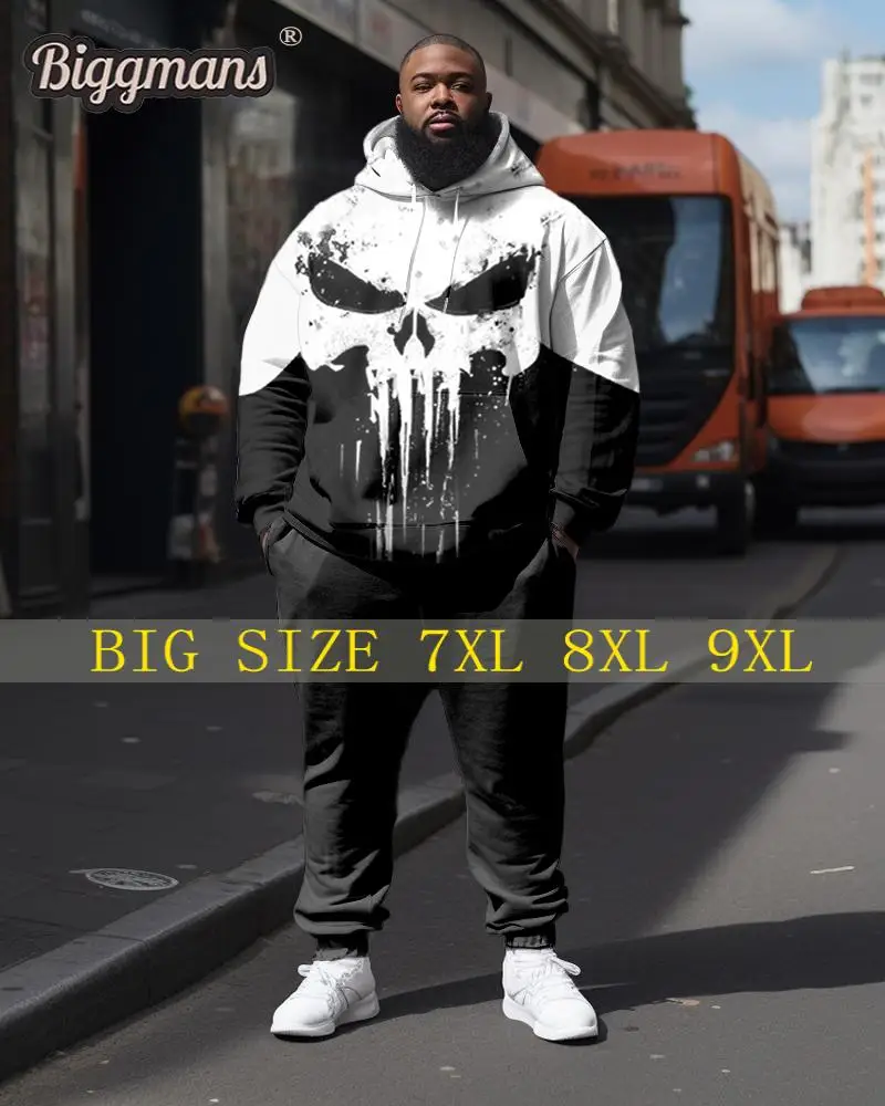 Biggmans-Plus-Size-Clothing-for-Men-s-Skull-Color-Block-Big-Size-Long ...