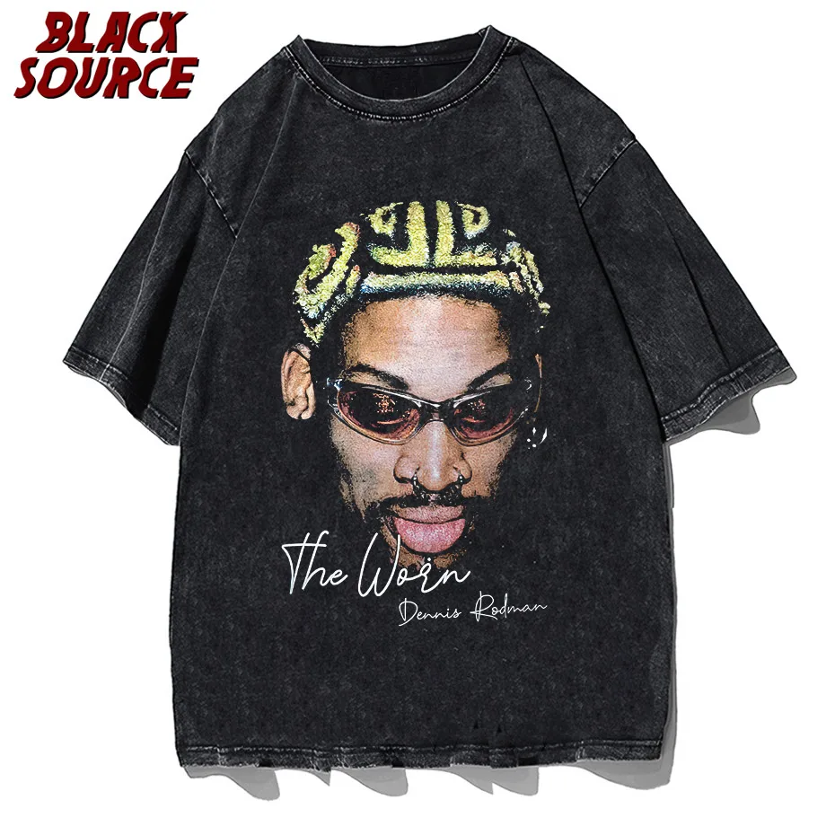 Hip Hop Streetwear Men Distressed T Shirt Rapper Print T Shirt Washed ...