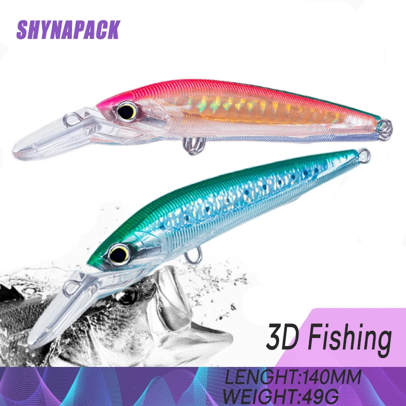 Sinking-Minnow-14cm-40g-deep-diver-Fishing-Lure-Laser-Hard-Artificial-Bait-3D-Eyes-Fishing ...