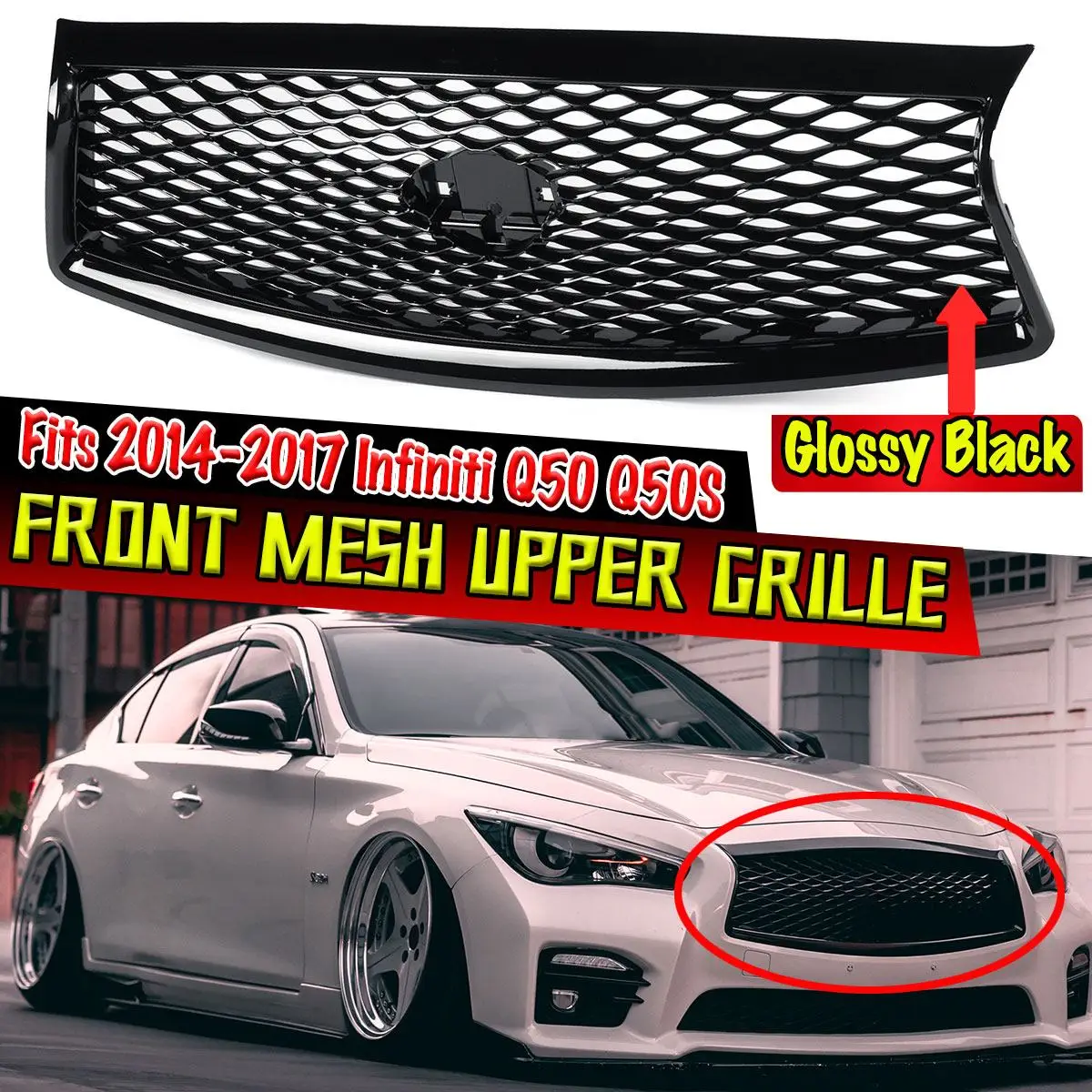 High Quality Front Bumper Center Grille Mesh Grill For Infiniti Q50 ...