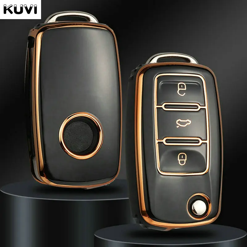 TPU-Car-Flip-Key-Case-Cover-Shell-For-Volkswagen-VW-Polo-Golf-Passat ...